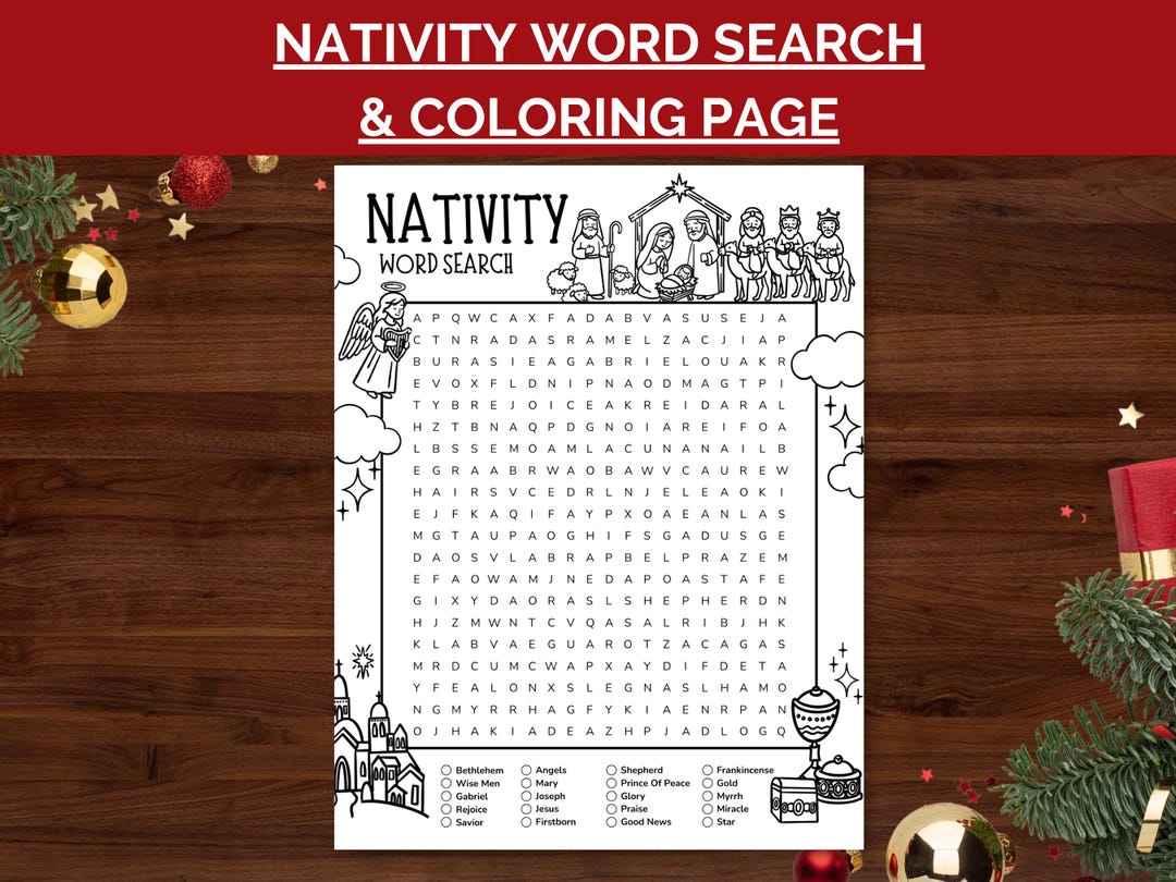 Christmas Nativity Bible Word Search Coloring Page, Women’s Ministry ...