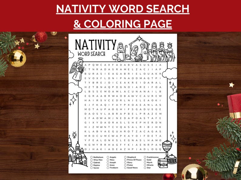 Christmas Nativity Bible Word Search Coloring Page, Women’s Ministry ...