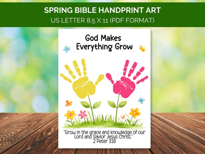 Flower Handprint Art, Sunday School Spring Craft, Kids Bible Verse ...