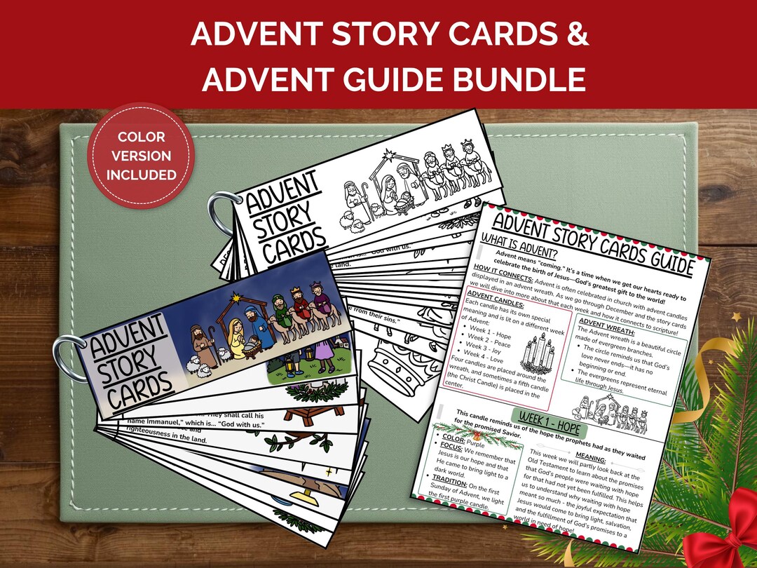 Advent Story Cards Coloring Pages Christmas Devotional Guide Bundle ...