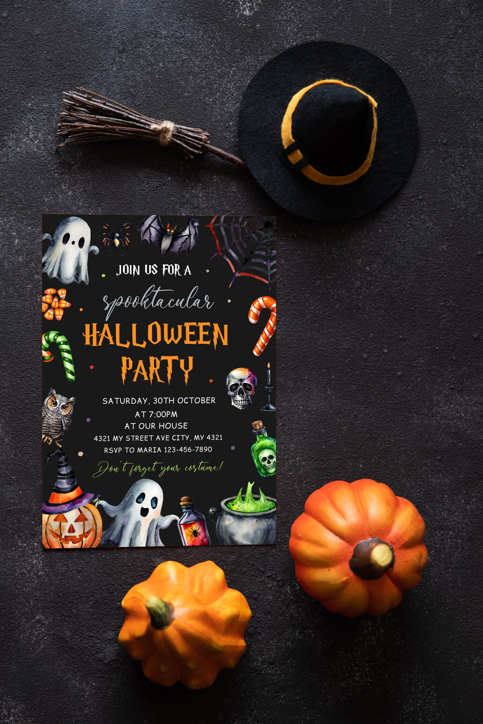 Customizable Halloween Party Invitation - Set the Tone for a Wickedly ...