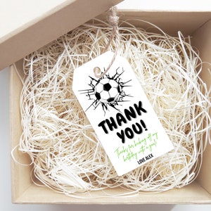 Soccer Birthday Thank You Tag Template: Editable Party Favor (canva) - Etsy