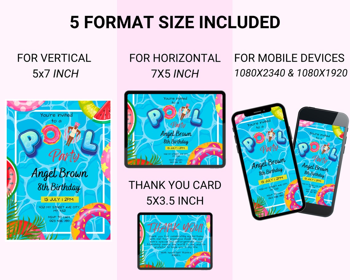 EDITABLE Pool Party Invitation Pool Birthday Invitation Pool - Etsy