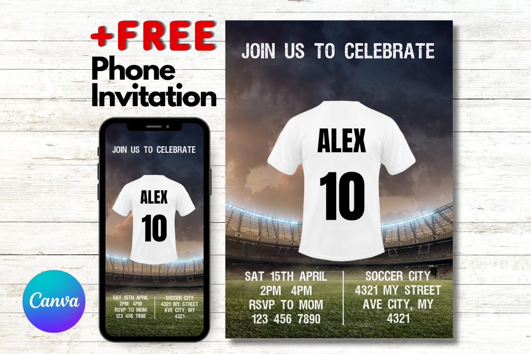 Soccer Birthday Invitation Template: Editable Football Party Invite ...