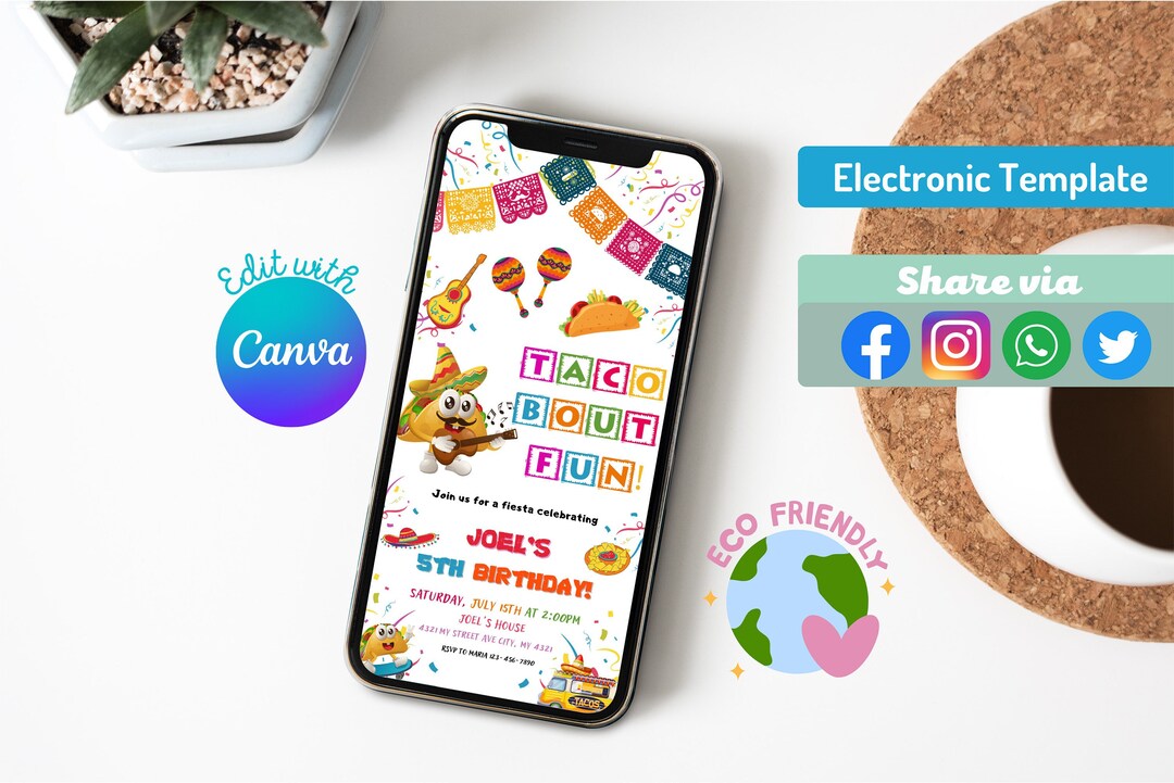 Cactus Farewell Party Digital Invitation - Taco Bout Adios - Mexican ...