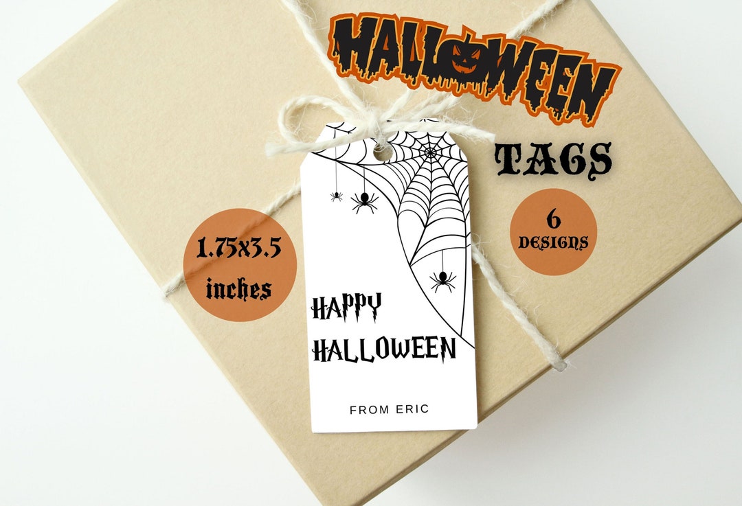 Spider Web Halloween Gift Tags - Creepy and Cute Spider Theme Labels - Etsy