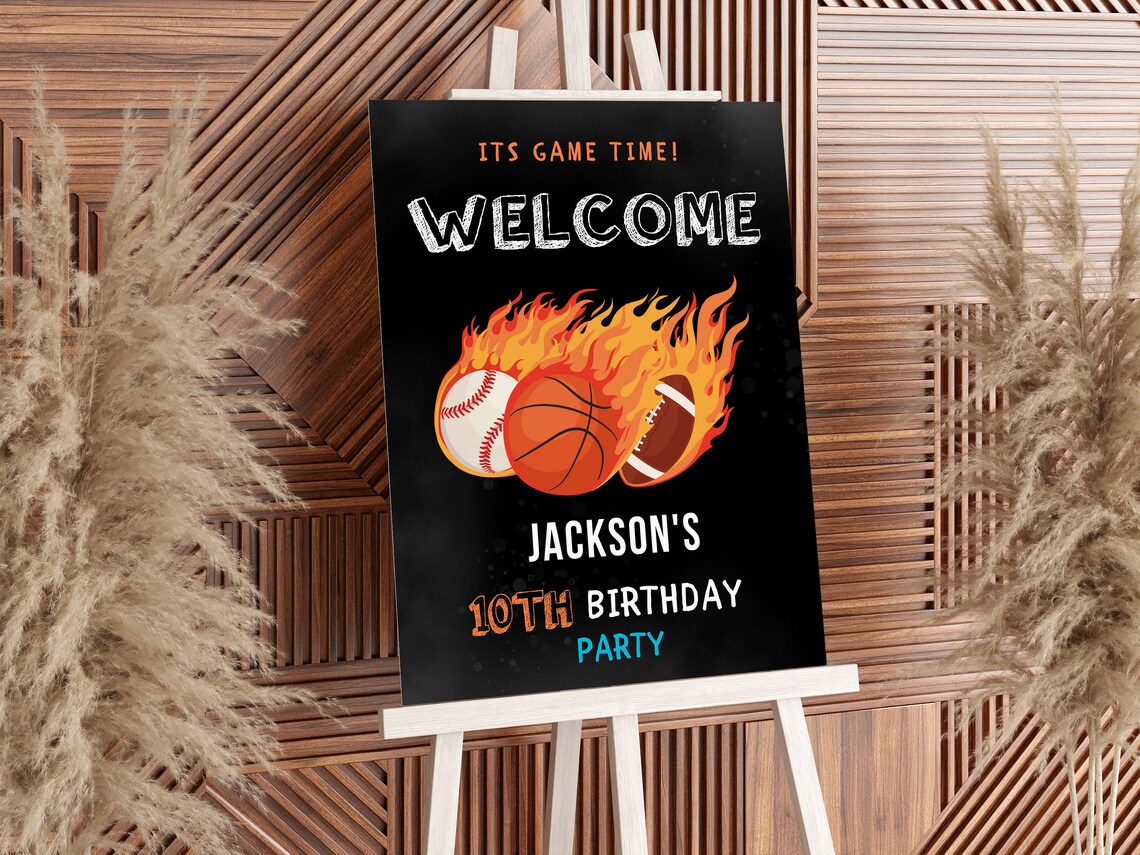 Editable Sport Birthday Welcome Sign Template (digital Download) - Etsy