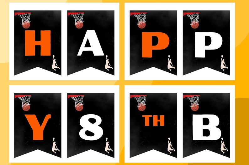 Editable Basketball Birthday Banner Flag Template Basketball - Etsy