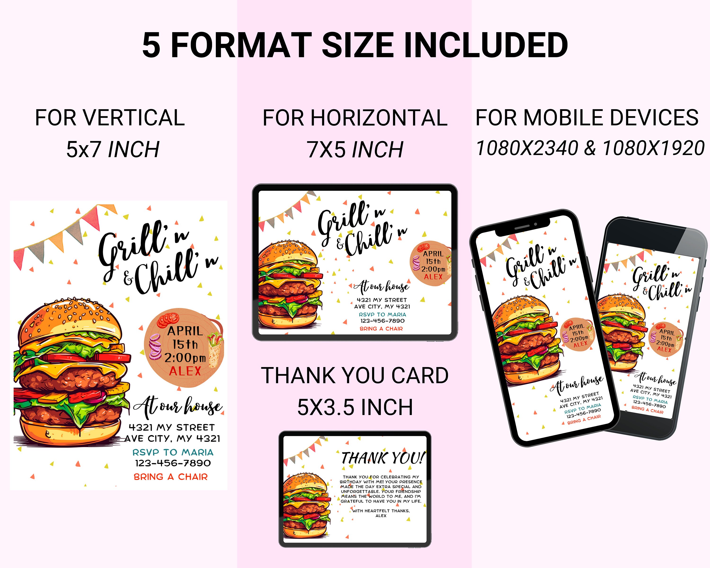 Grill and Chill Birthday BBQ Invitation - Editable and Digital Cookout ...