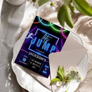 Jump Birthday Party Invitation Card Template, Trampoline Card Evite ...