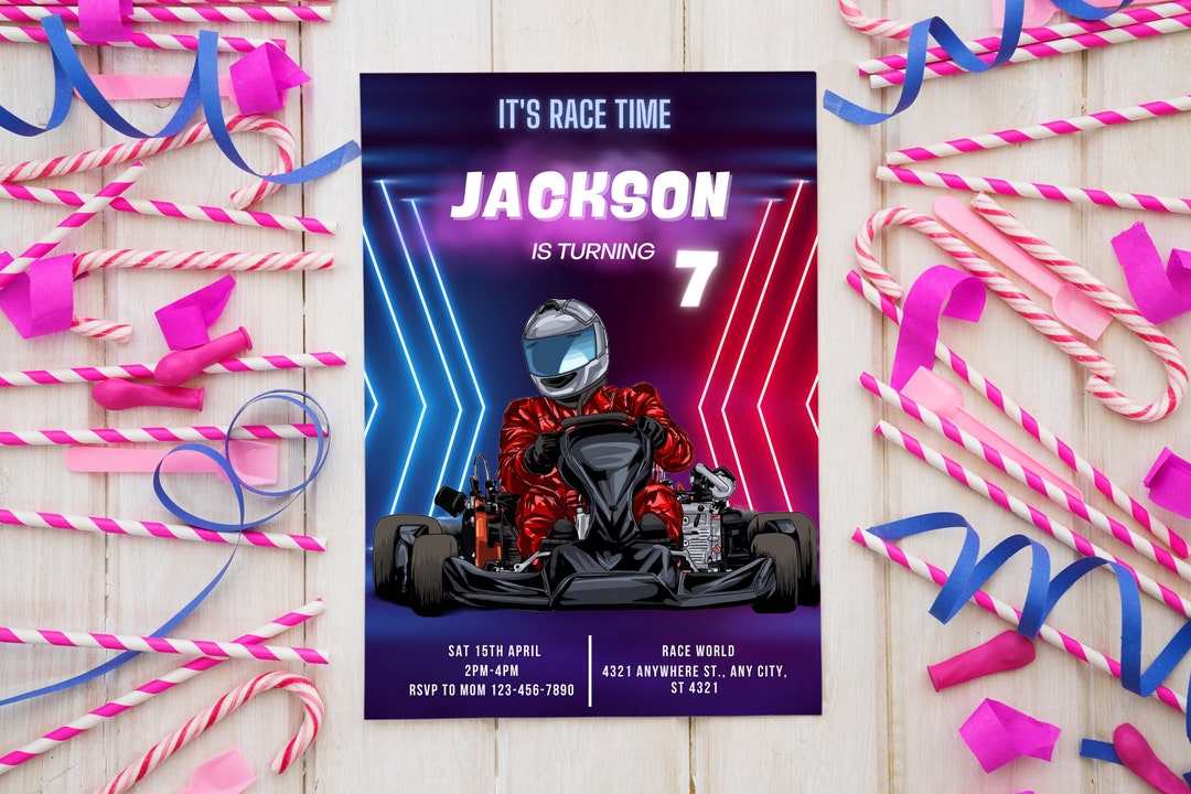 Go Kart Birthday Invitation Go Kart Party Karting Invitation Go Kart ...