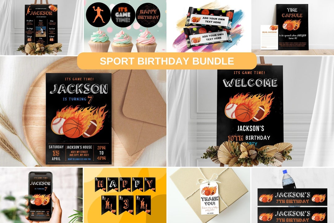 EDITABLE Sport Birthday Bundle, Sport Birthday Party Bundle, Sport ...