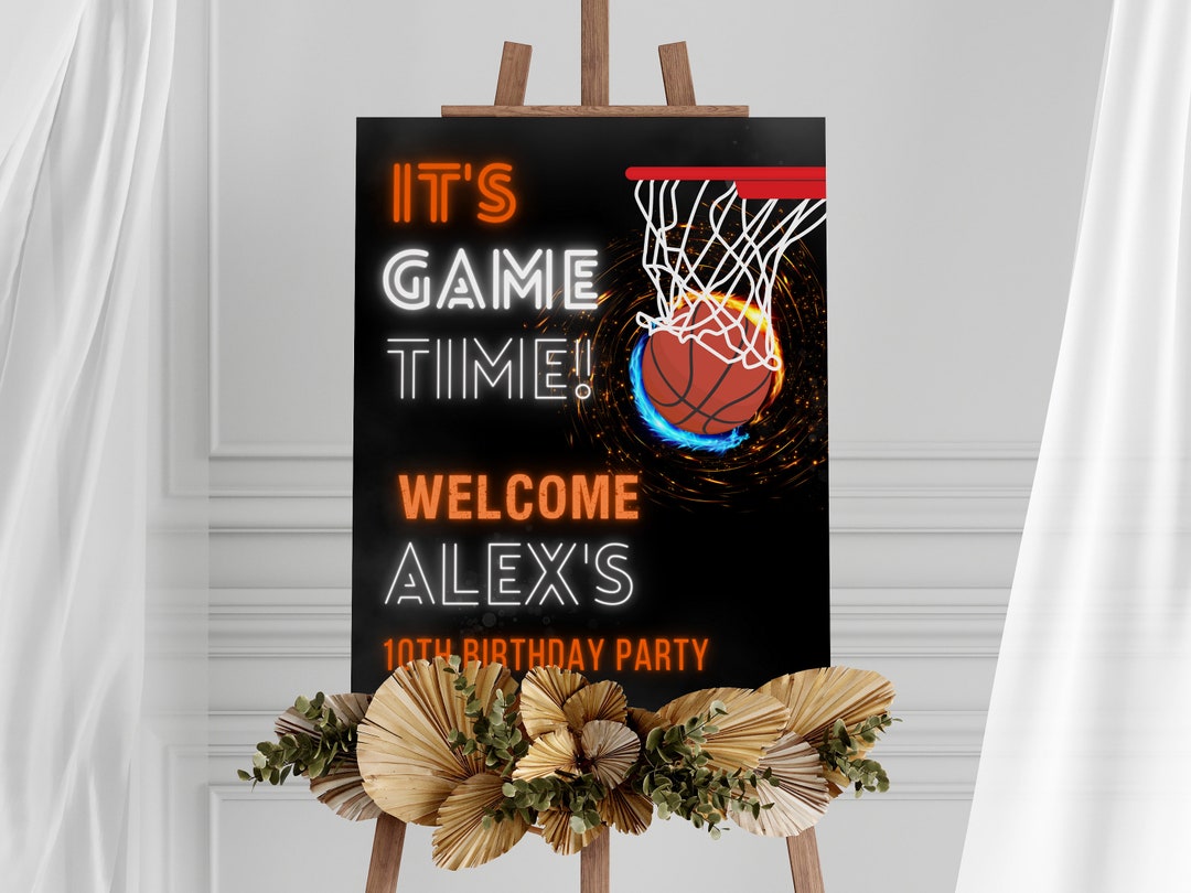 Editable Basketball Birthday Welcome Sign Template, Basketball Welcome ...
