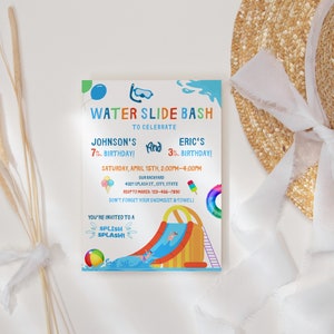 Dive Into the Fun With Our Water Slide Birthday Bash Invitation Design ...