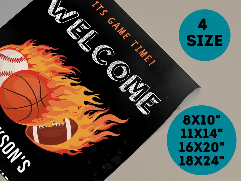 Editable Sport Birthday Welcome Sign Template (digital Download) - Etsy