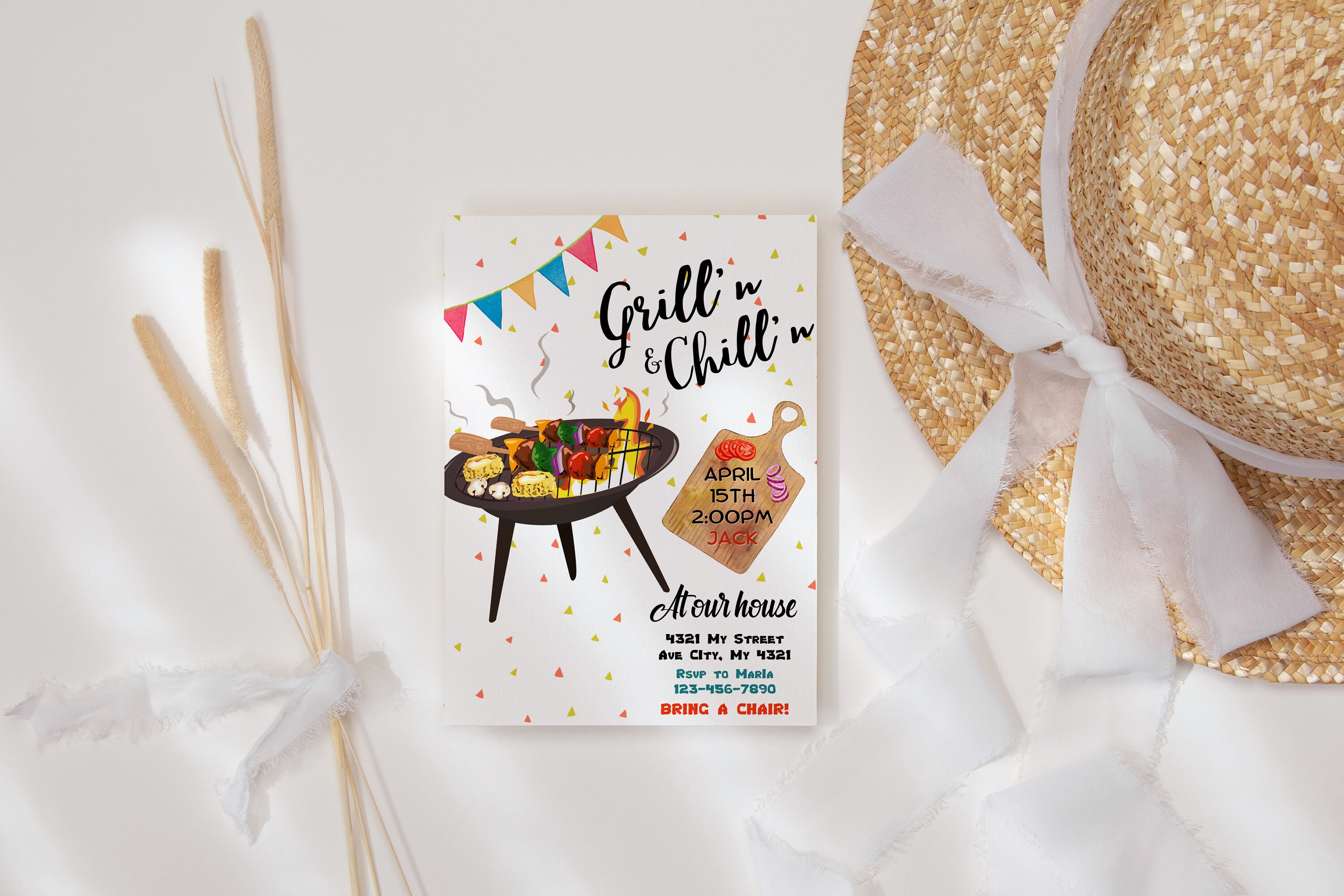 EDITABLE Birthday BBQ Invitation Digital Grill and Chill Invite, Grill ...
