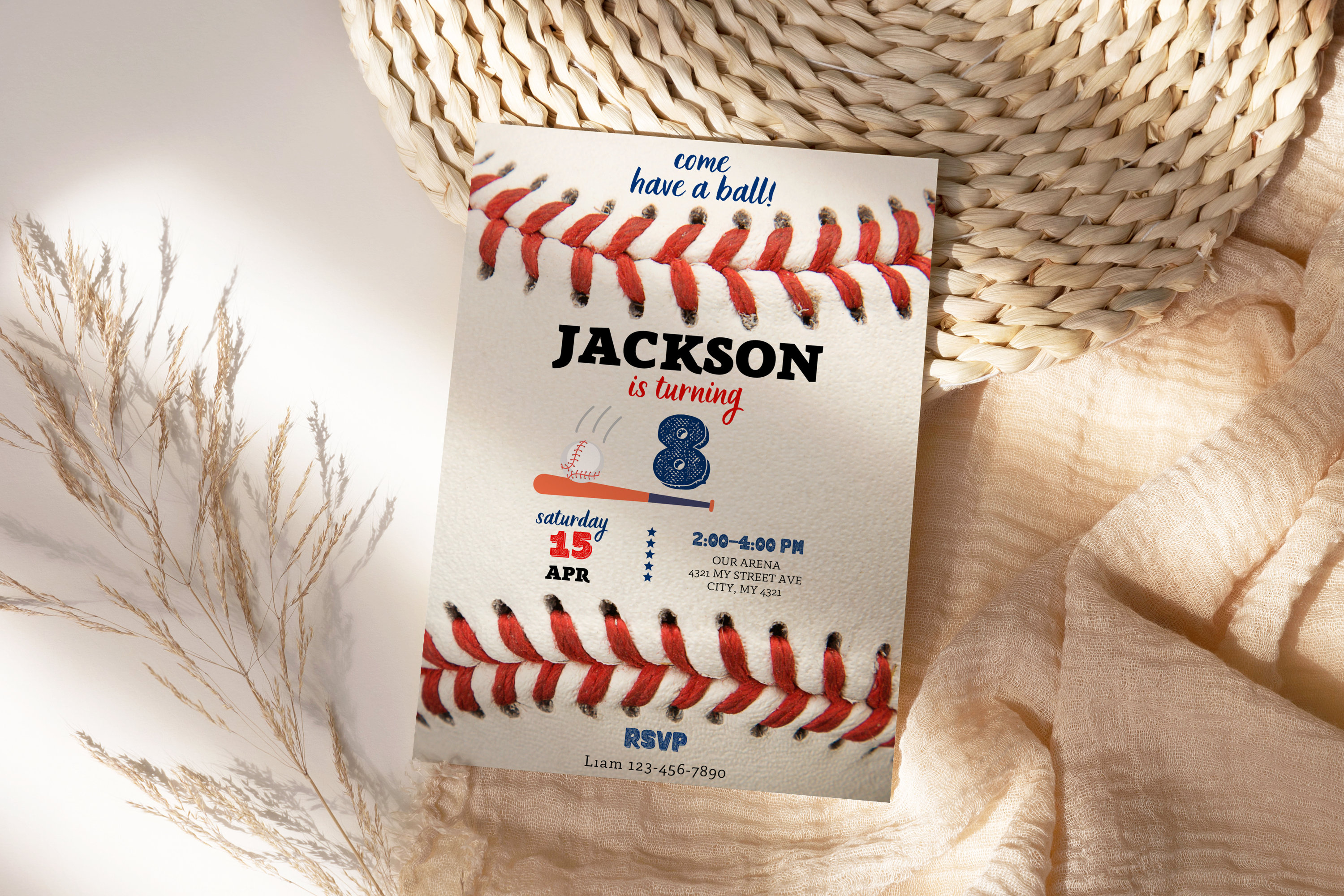 Editable Baseball Birthday Invitation Card Template, Instant Download ...