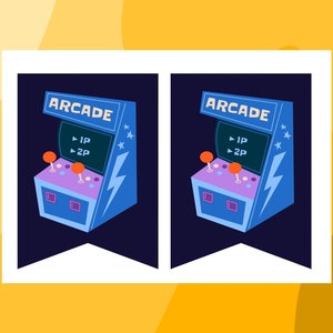 Glow Gaming Arcade Birthday Party Banner Flag | Neon Glow Party Banner ...