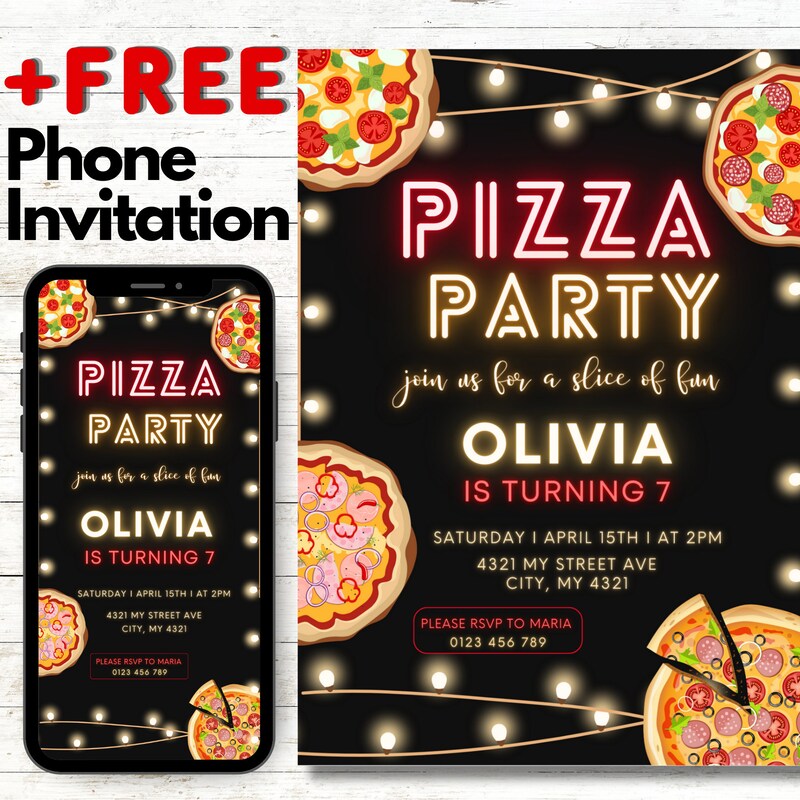 Pizza Party Invitation - Etsy