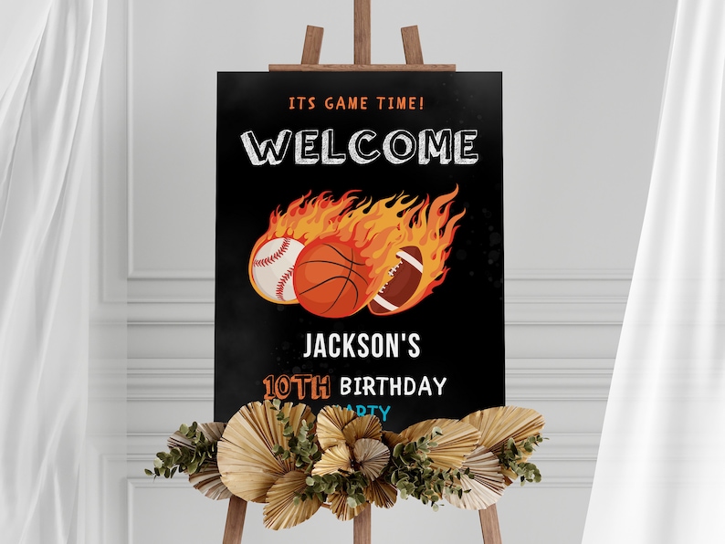 Editable Sport Birthday Welcome Sign Template (digital Download) - Etsy