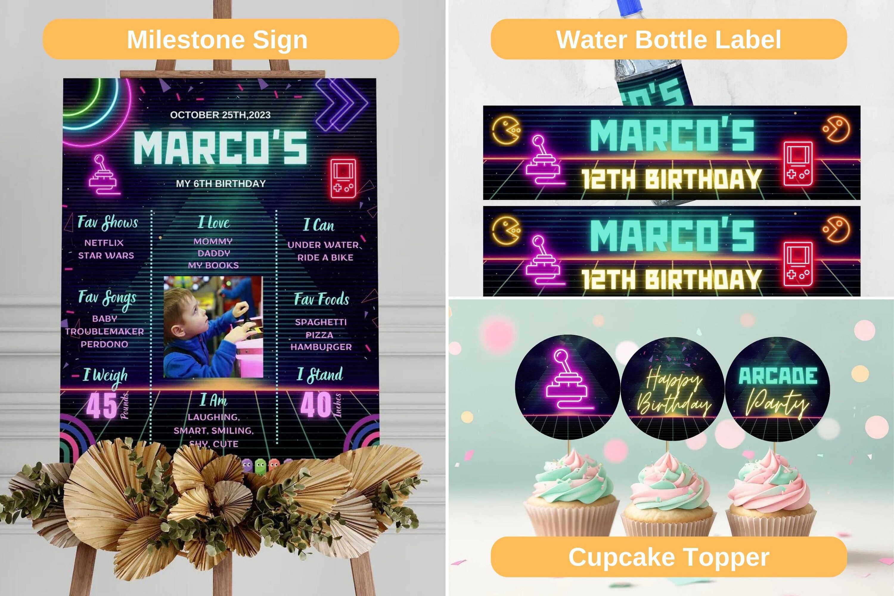 Glow Gaming Arcade Birthday Party Bundle Neon Glow Party Bundle Pack ...