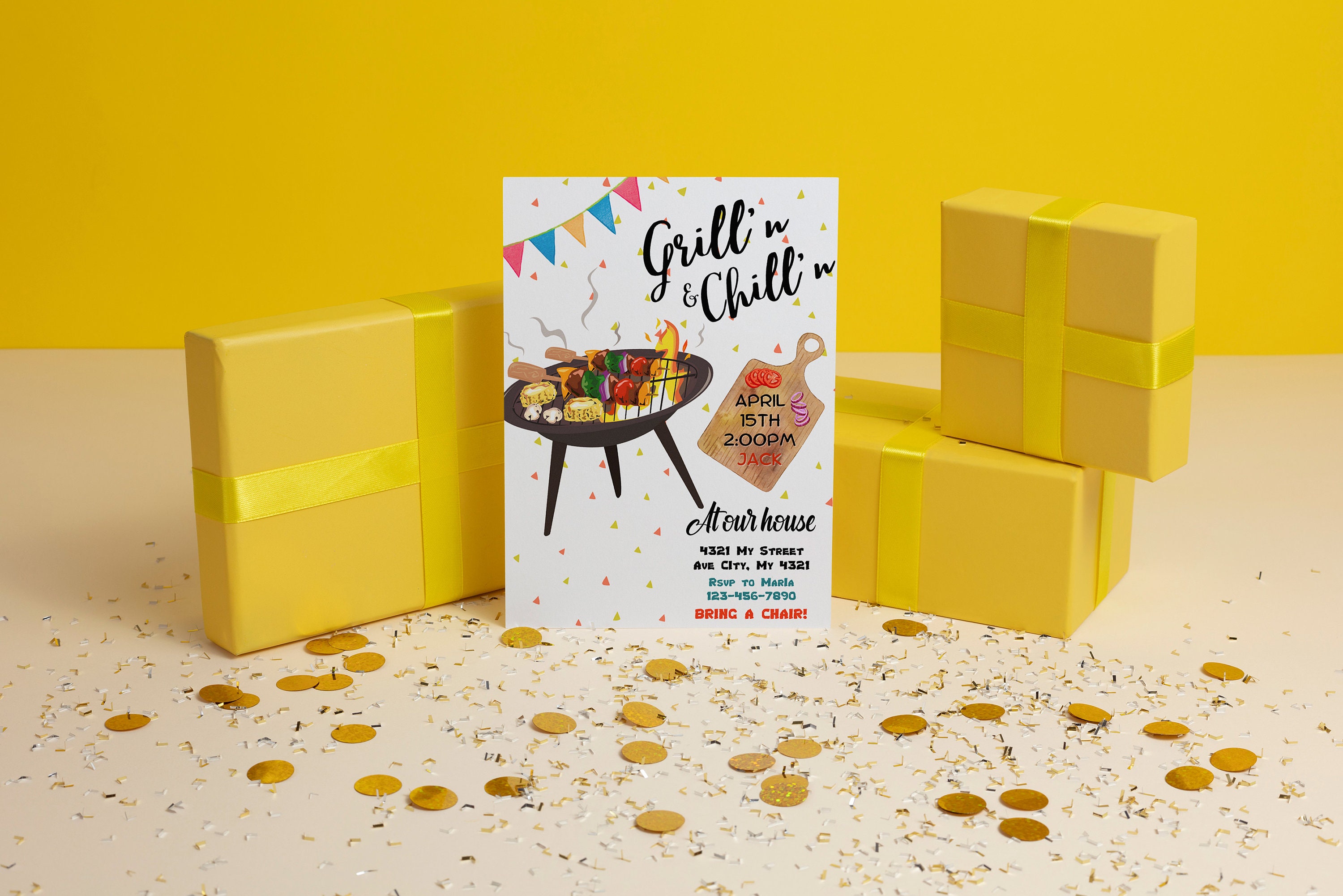 EDITABLE Birthday BBQ Invitation Digital Grill and Chill Invite, Grill ...