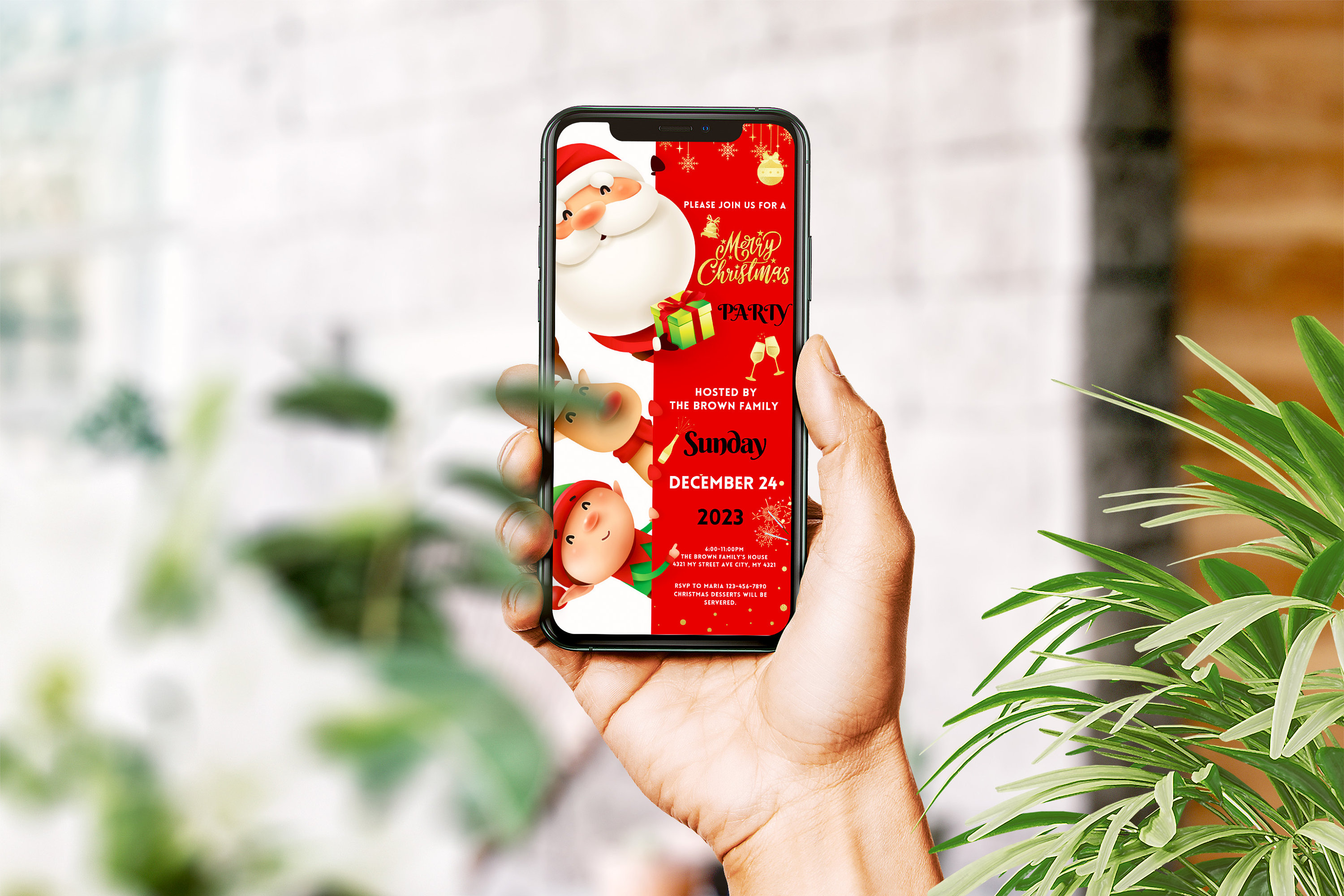 Editable Digital Christmas Party Digital Invitation Fun Santa Claus ...