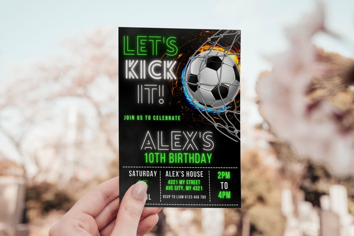 Editable Soccer Birthday Invitation Card Template Soccer - Etsy