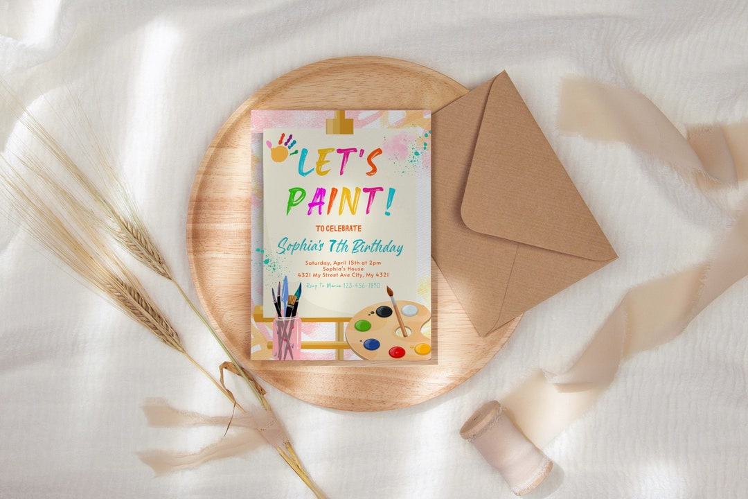 Artistic Paint Party Invitation - Colorful Painting Theme - Editable ...