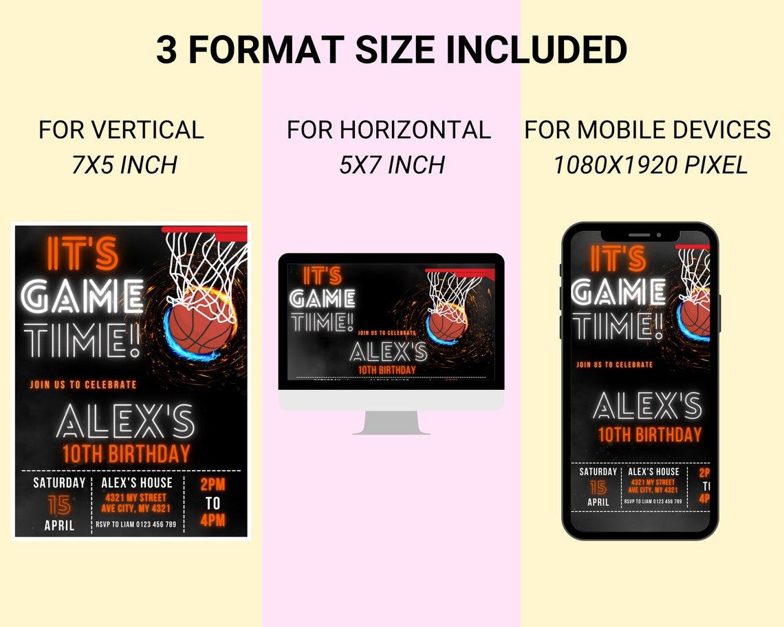 Editable Basketball Birthday Invitation Template, Basketball Invitation ...