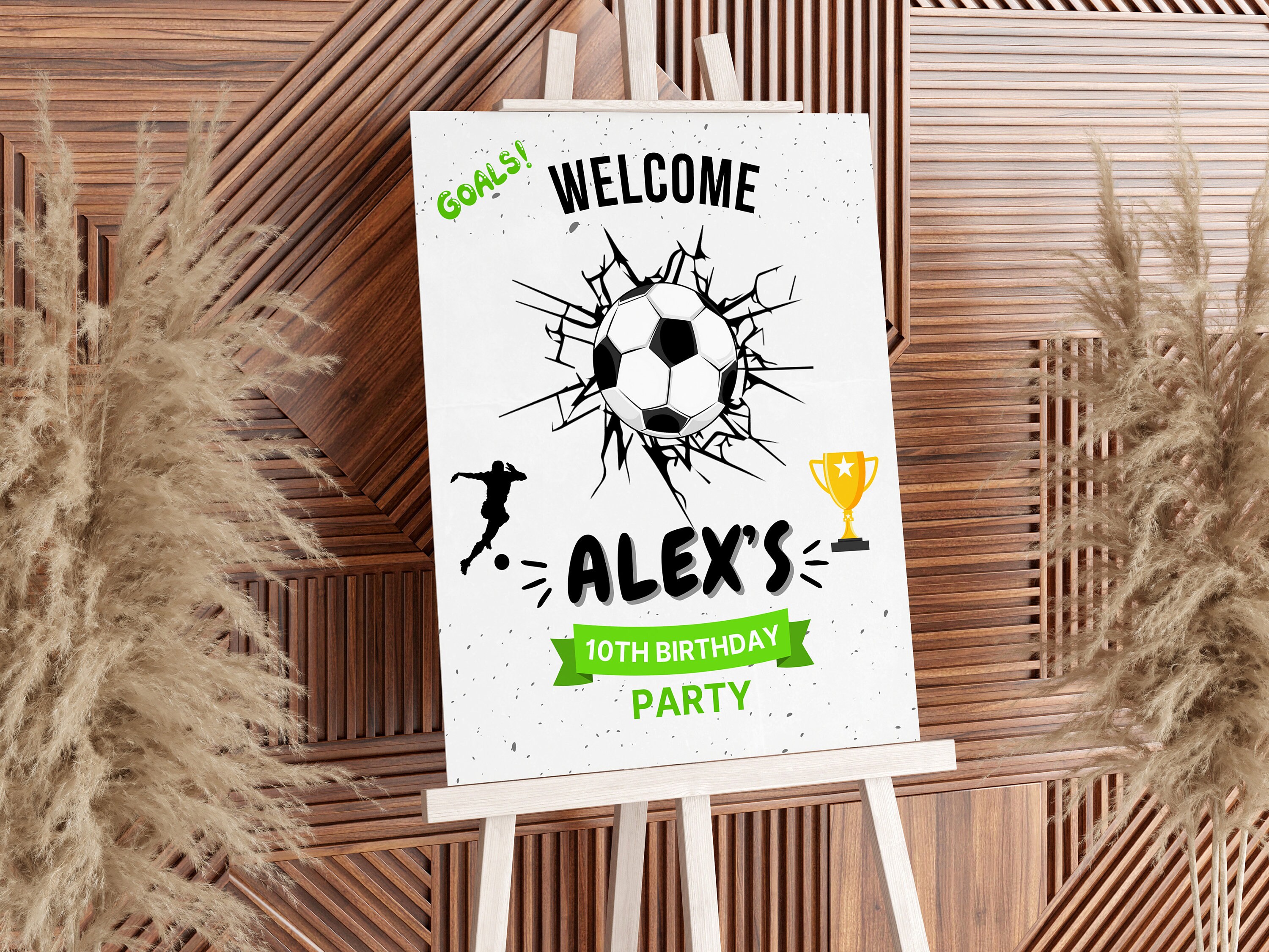 Soccer Birthday Welcome Sign: Football Party Template (canva Editable ...