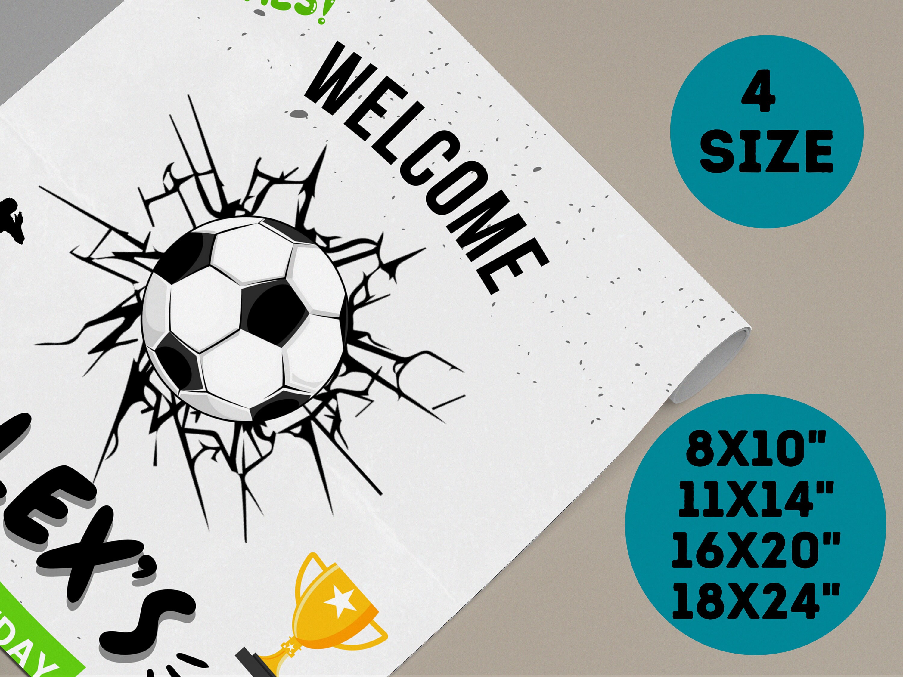 Soccer Birthday Welcome Sign: Football Party Template (canva Editable ...