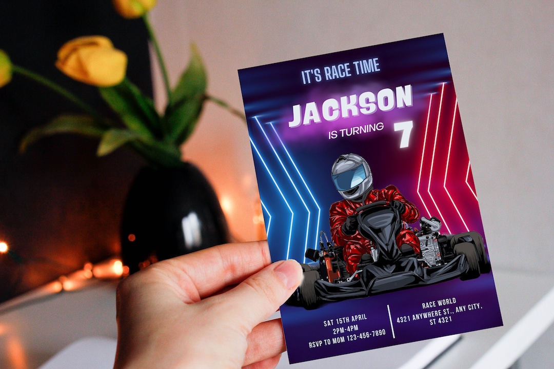 Go Kart Birthday Invitation Go Kart Party Karting Invitation Go Kart ...