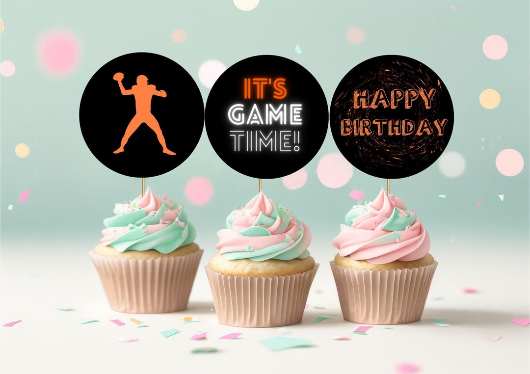 Plantilla EDITABLE de topper de pastel de cumpleaños deportivo, topper ...