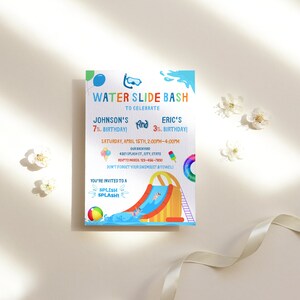 Dive Into the Fun With Our Water Slide Birthday Bash Invitation Design ...