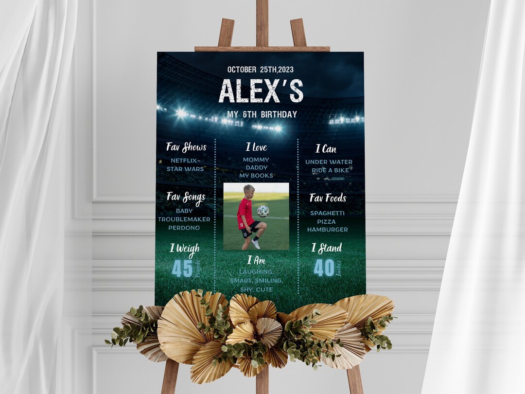 Editable Soccer Birthday Party Milestone Sign, Football Invitation ...