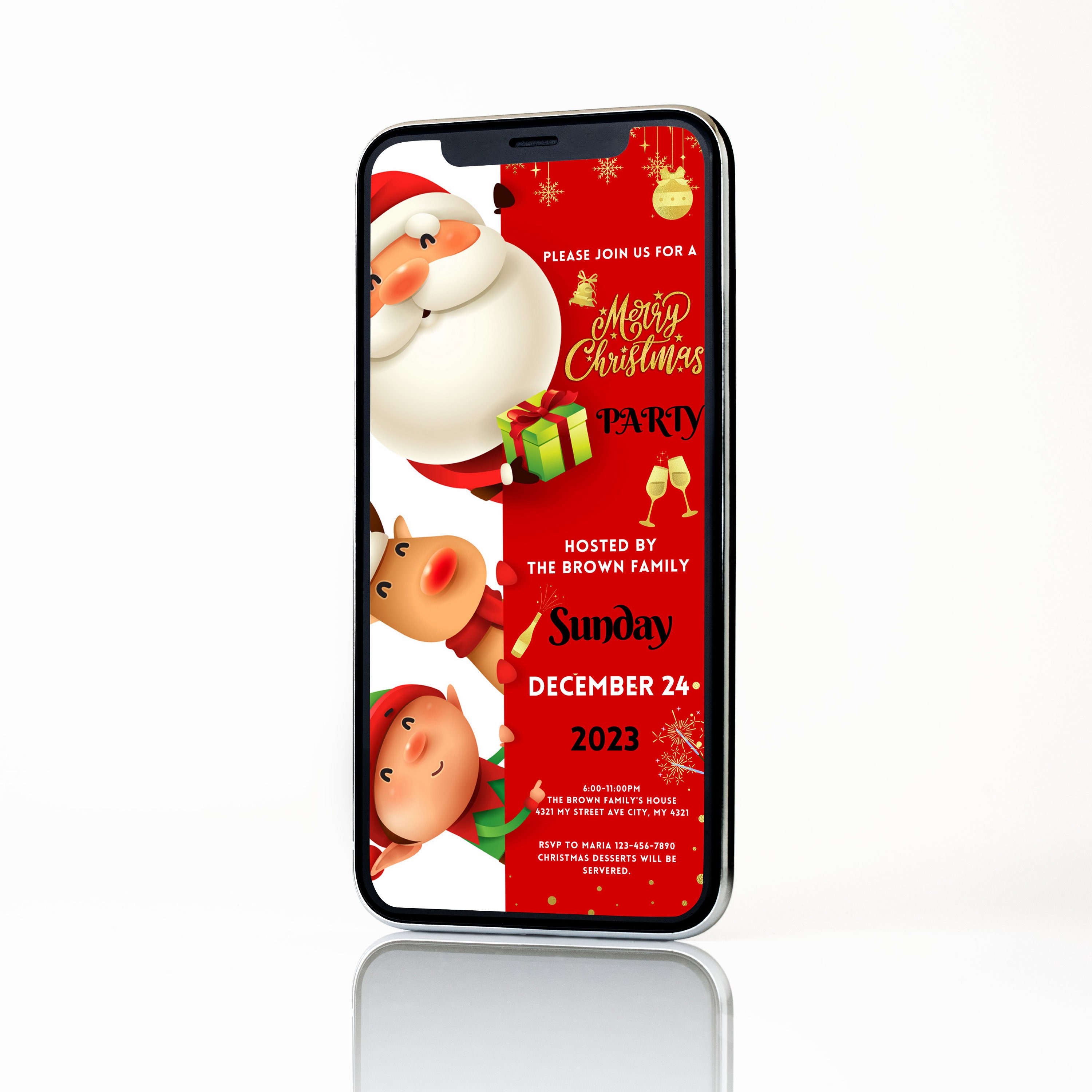 Editable Digital Christmas Party Digital Invitation Fun Santa Claus ...