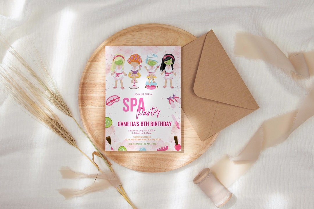 Invitation for the Ultimate Spa Party Birthday Bash - Printable and ...
