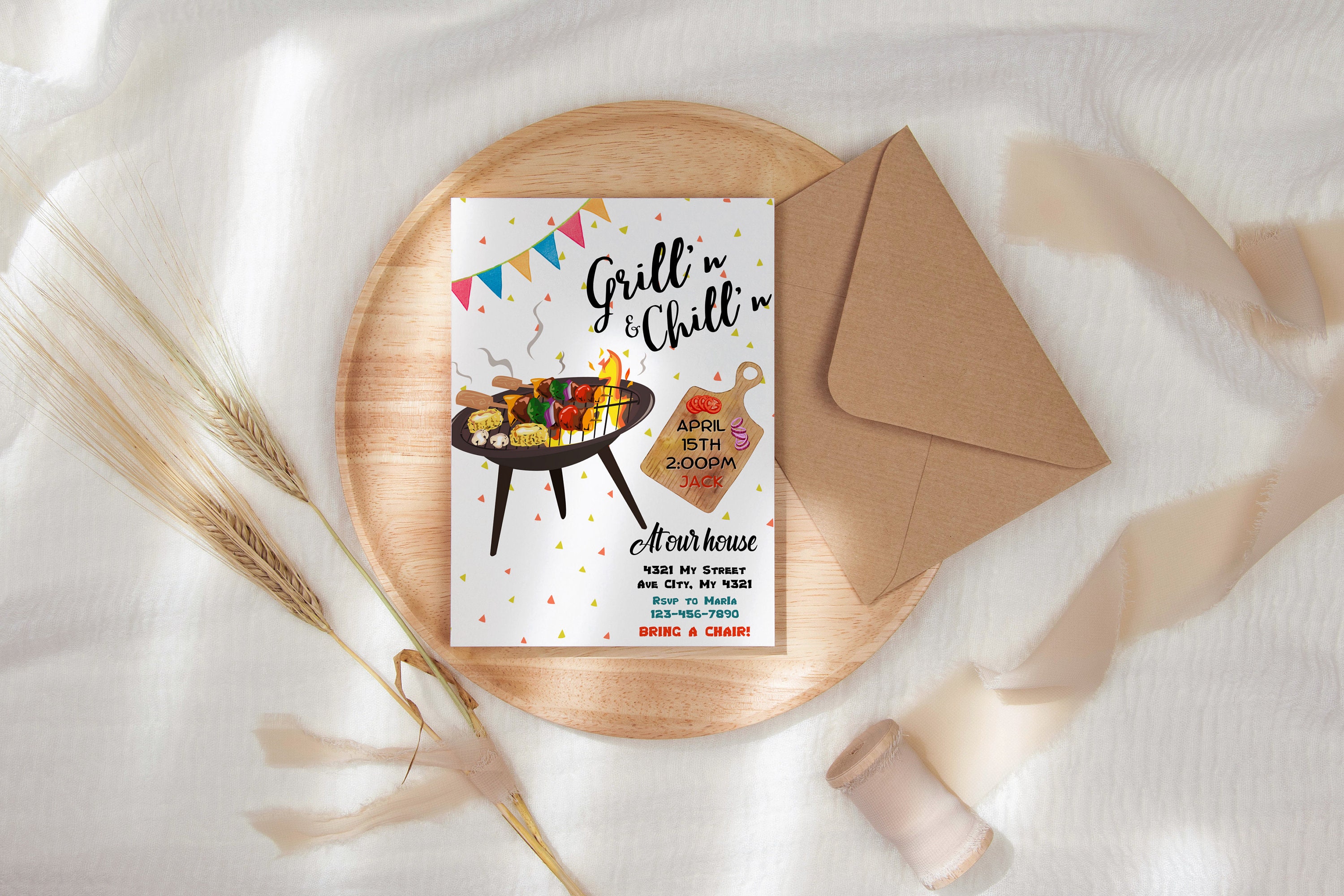 EDITABLE Birthday BBQ Invitation Digital Grill and Chill Invite, Grill ...