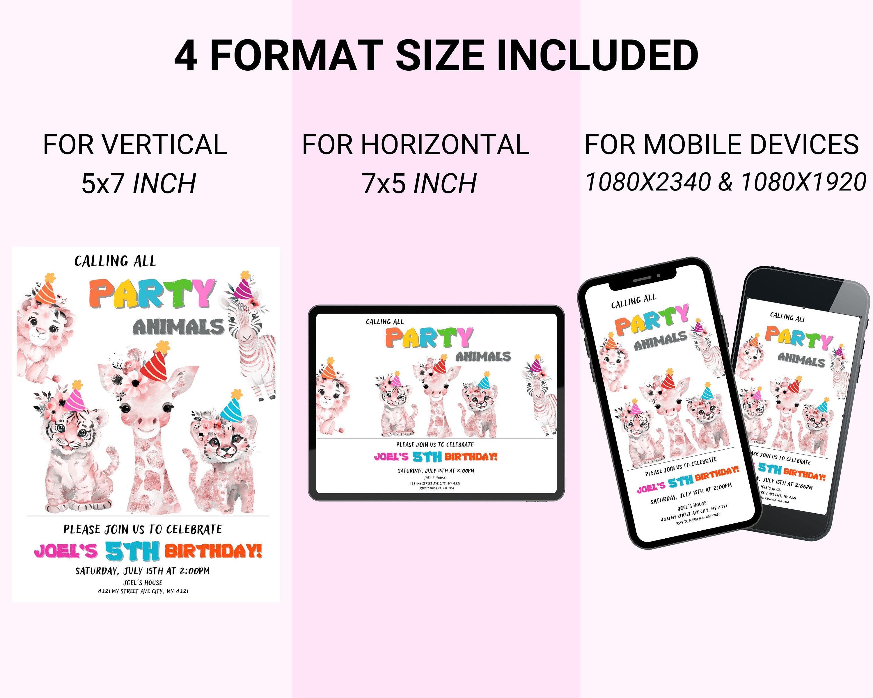 Editable Party Animals Birthday Invitation Safari Wild - Etsy