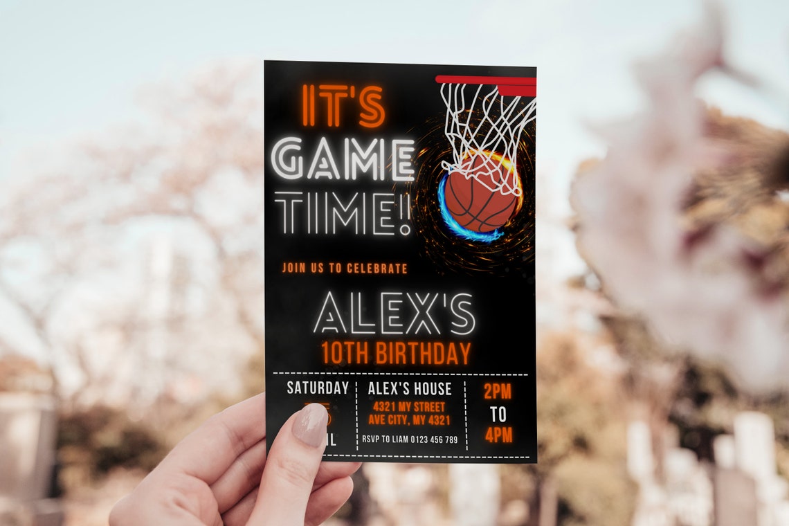 Editable Basketball Birthday Invitation Template, Basketball Invitation ...