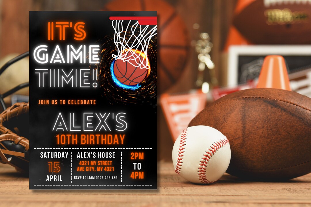 Editable Basketball Birthday Invitation Template (canva) - Etsy