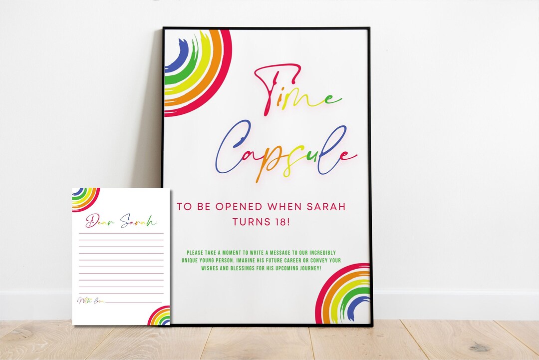 Minimalist Rainbow Birthday Time Capsule Girls Rainbow Party Time ...