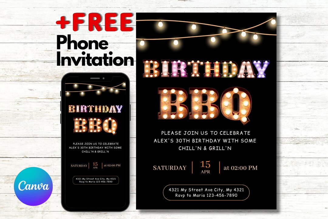 Editable Birthday BBQ Invitation: Grill & Chill Party (digital) - Etsy