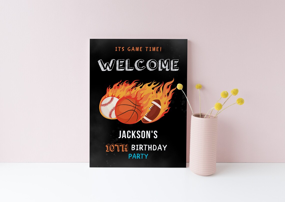 Editable Sport Birthday Welcome Sign Template (digital Download) - Etsy