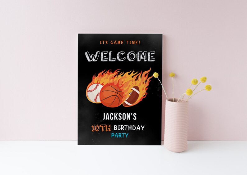 Editable Sport Birthday Welcome Sign Template (digital Download) - Etsy