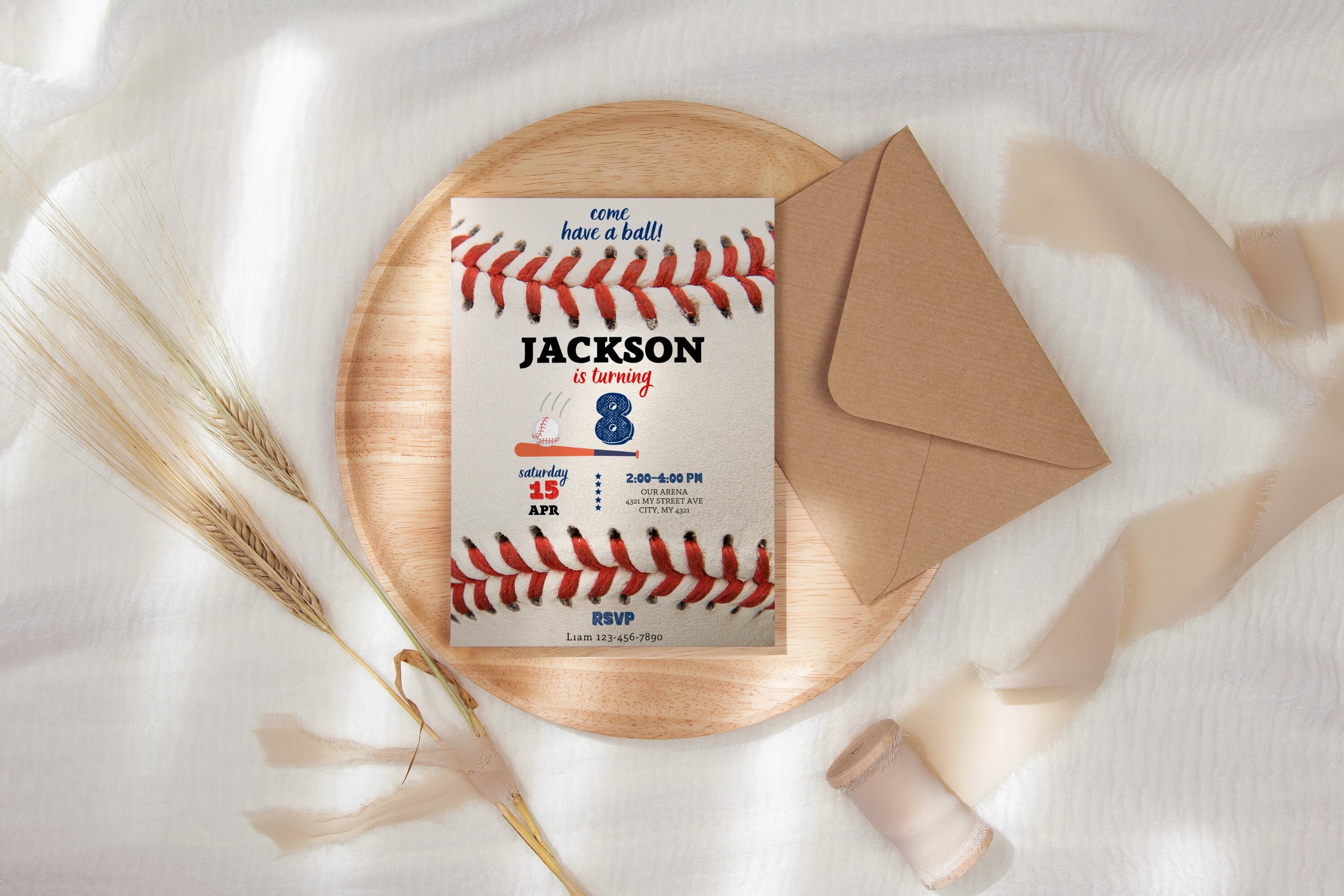 Editable Baseball Birthday Invitation Card Template, Instant Download ...