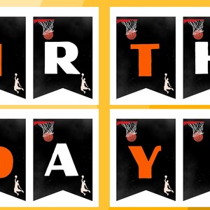 Editable Basketball Birthday Banner Flag Template, Basketball Banner ...
