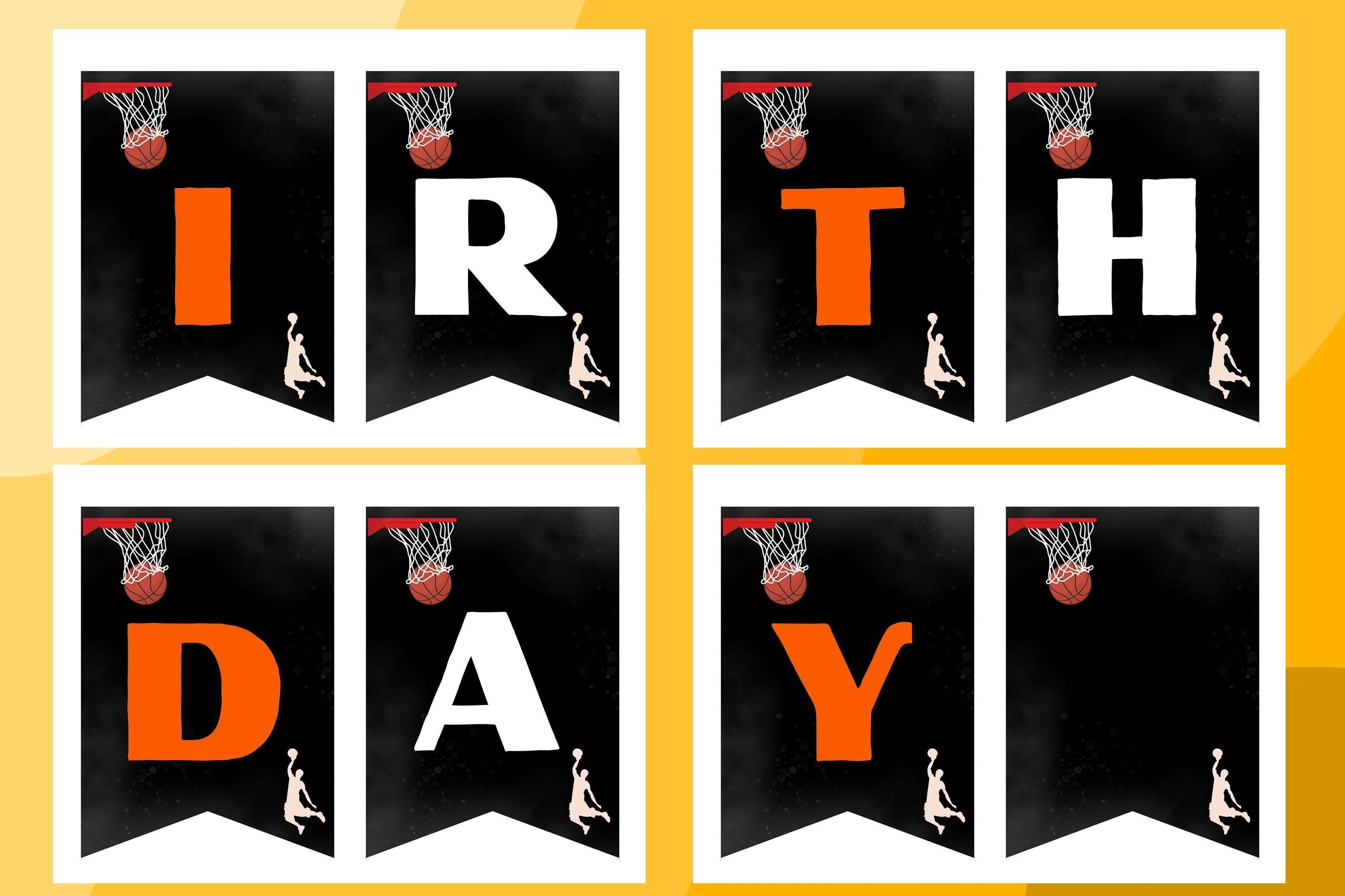 Editable Basketball Birthday Banner Flag Template Basketball - Etsy