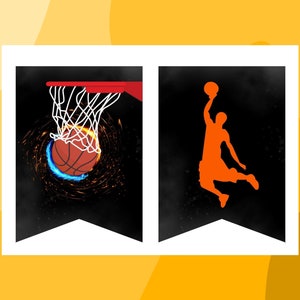 Editable Basketball Birthday Banner Flag Template, Basketball Banner ...